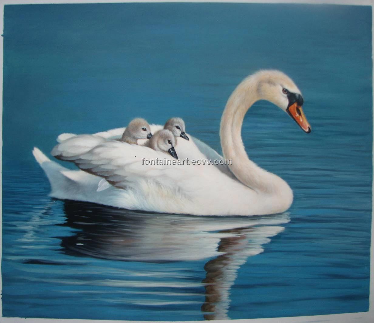 Animals, Swan, Painting