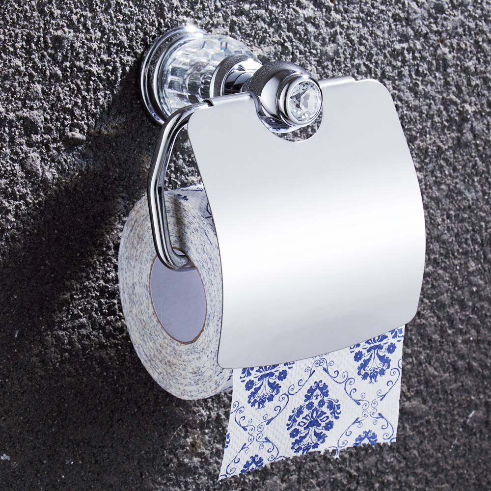 Europe Gold Polished Toilet Paper Holders Crystal Solid Brass Tissue