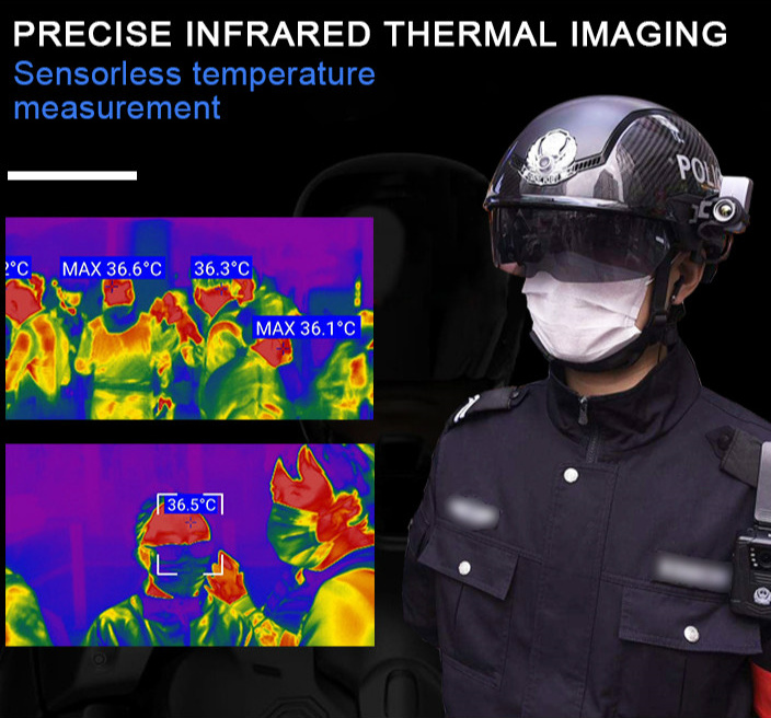 Smart Temperature Measuring Infrared Thermal AI Helmet Chinese police ...